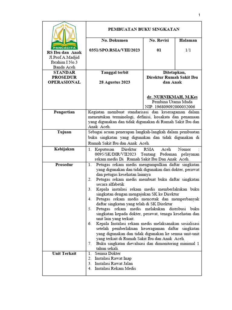 Spo Pembuatan Buku Singkatan | PDF