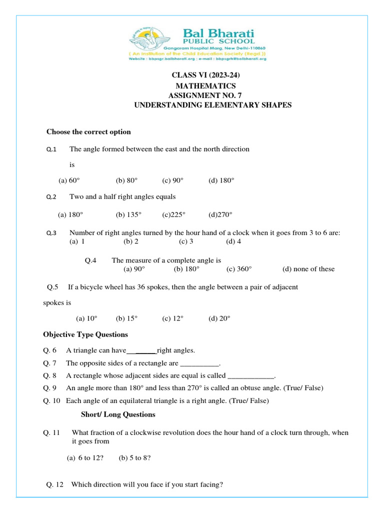 VI - Maths - 7 - Understanding Elementary Shapes NEW | PDF | Triangle ...