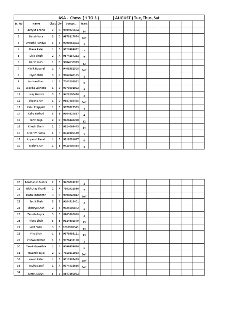 Asa Att - Sheet (T, TH, S) | PDF
