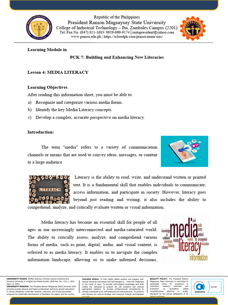 Media-Literacy Module | Download Free PDF | Mass Media | Literacy