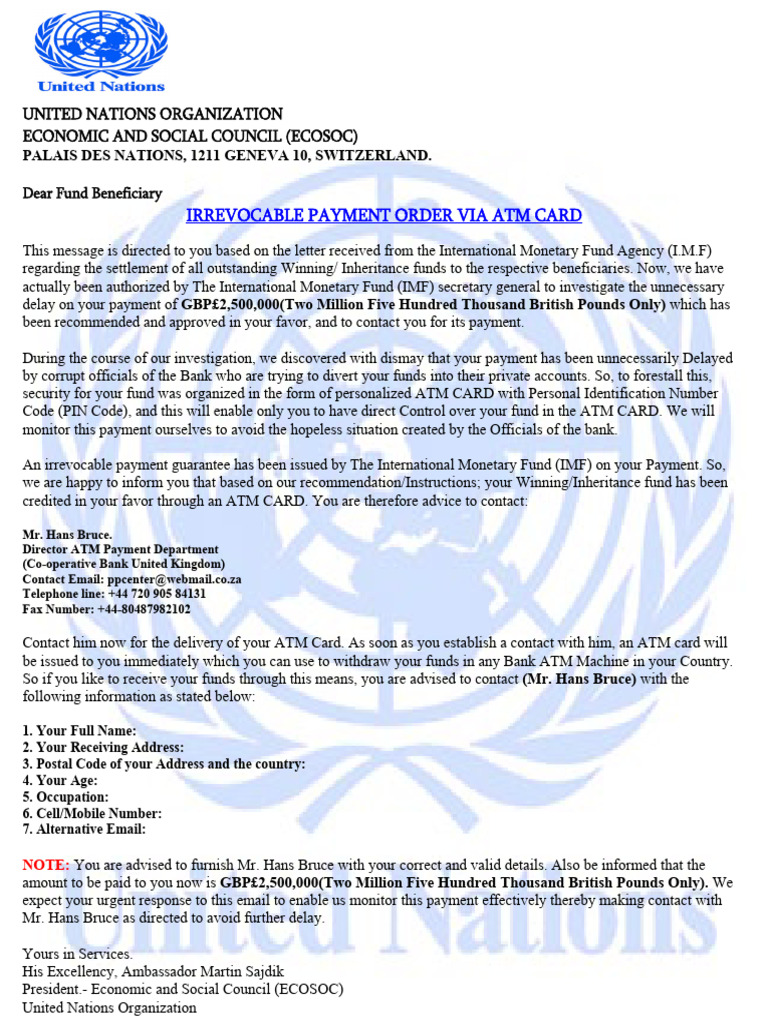 United Nations Organization | PDF | Automated Teller Machine | Personal ...