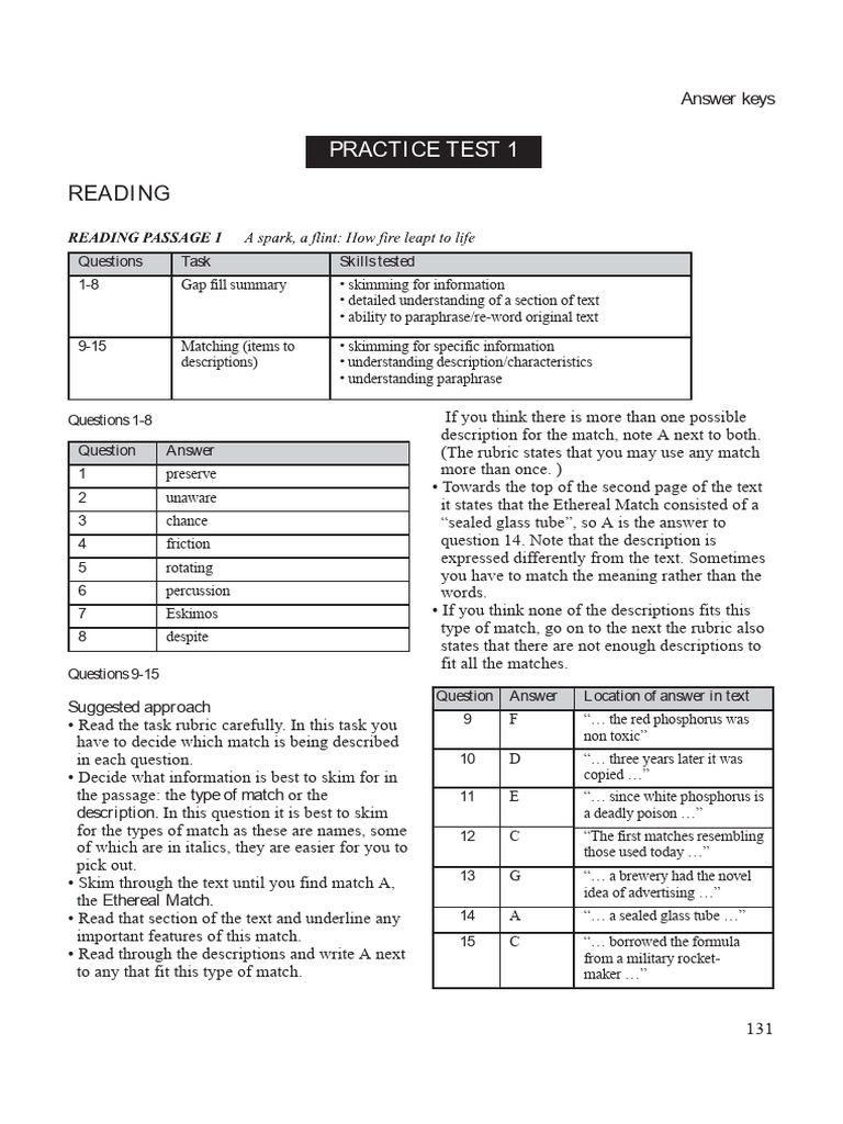 Test Practice 1-Answers | PDF | Speed Reading | Cognition
