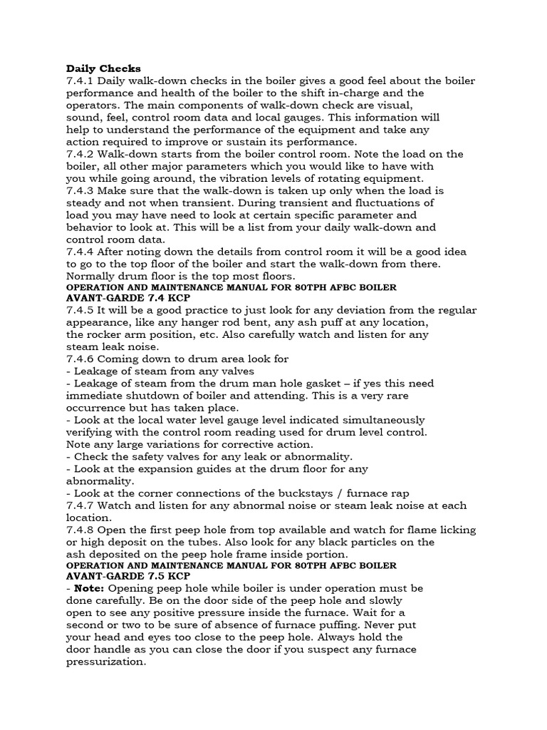 Boiler Daily Checks | PDF | Boiler | Valve