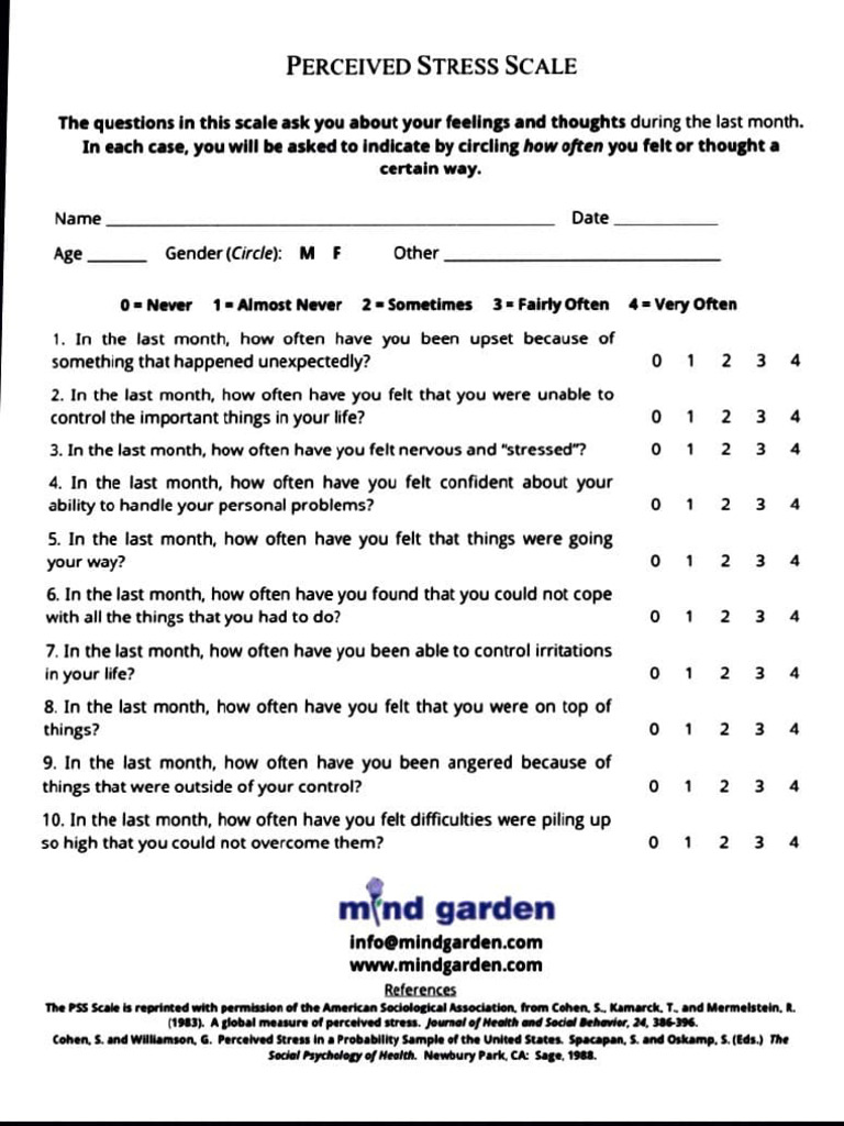 Perceived Stress Scale | PDF | Psychology