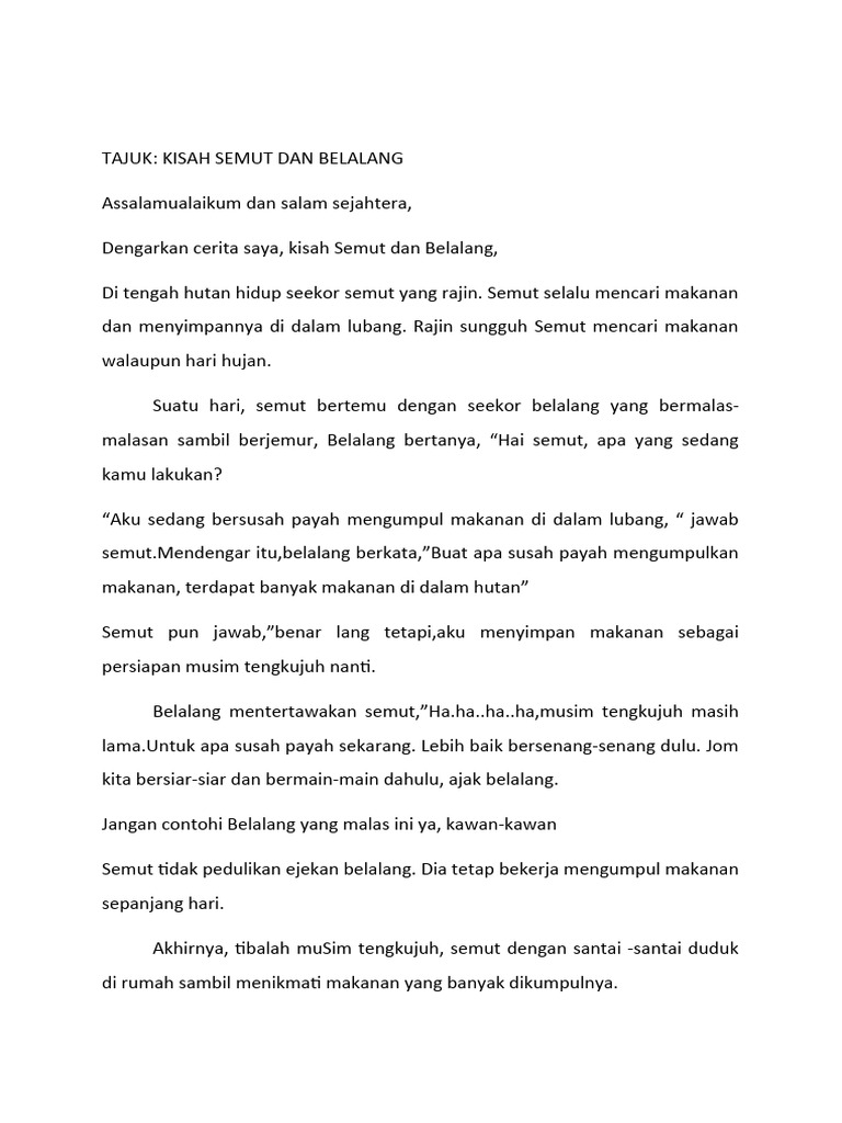 Cerita Tahap 1 Sang Semut Dan Belalang Pdf