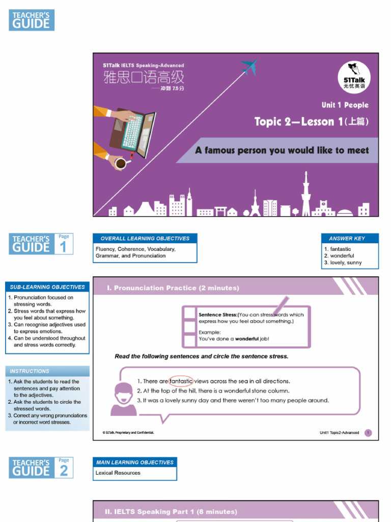 Advanced Speaking U1 T2 Lesson 1 | PDF