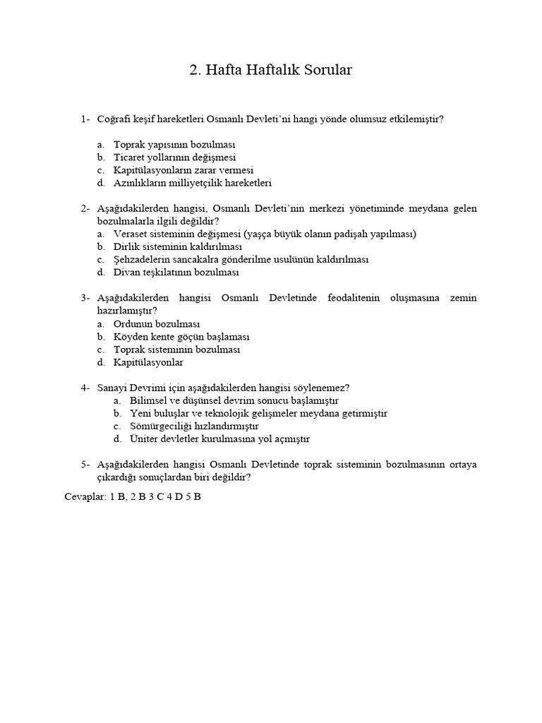2 Hafta 5 Soru | PDF