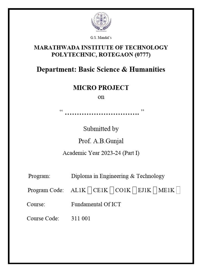 ICT Diploma Micro Project Certificate | PDF