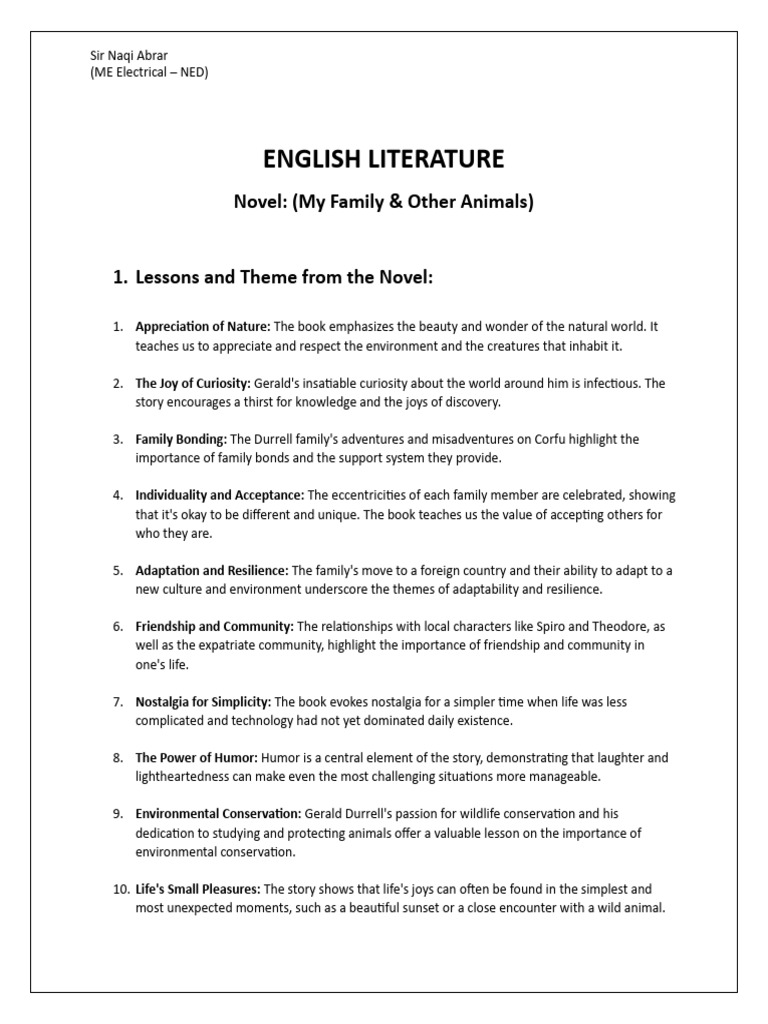 My Family and Other Animals | PDF | Social Science