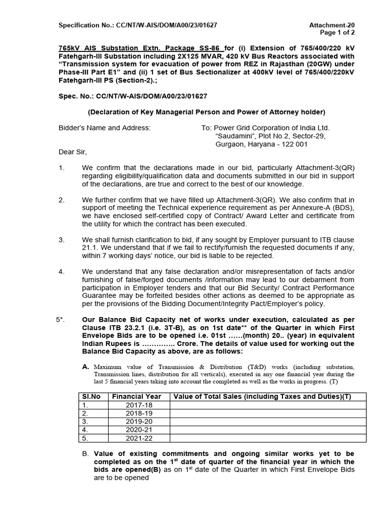 Vol-III - 03 - Attachment-20 - KMP Declaration | PDF | Private Law ...