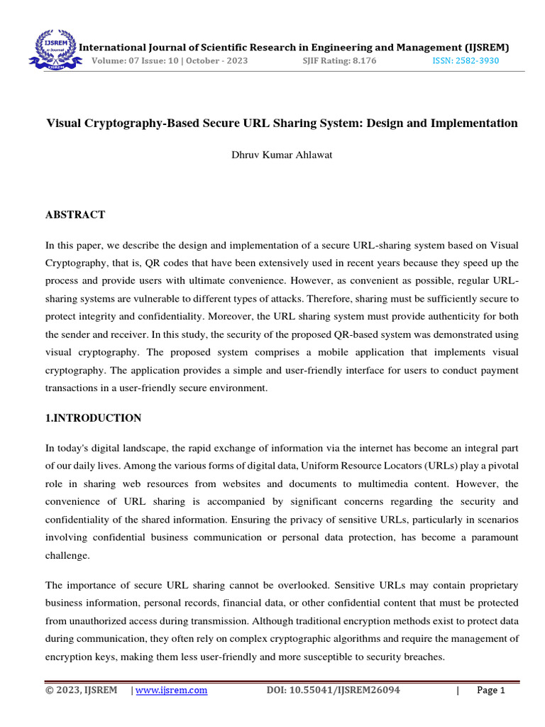 Visual Cryptography-Based Secure URL Sharing System Design and Implementation | PDF ...