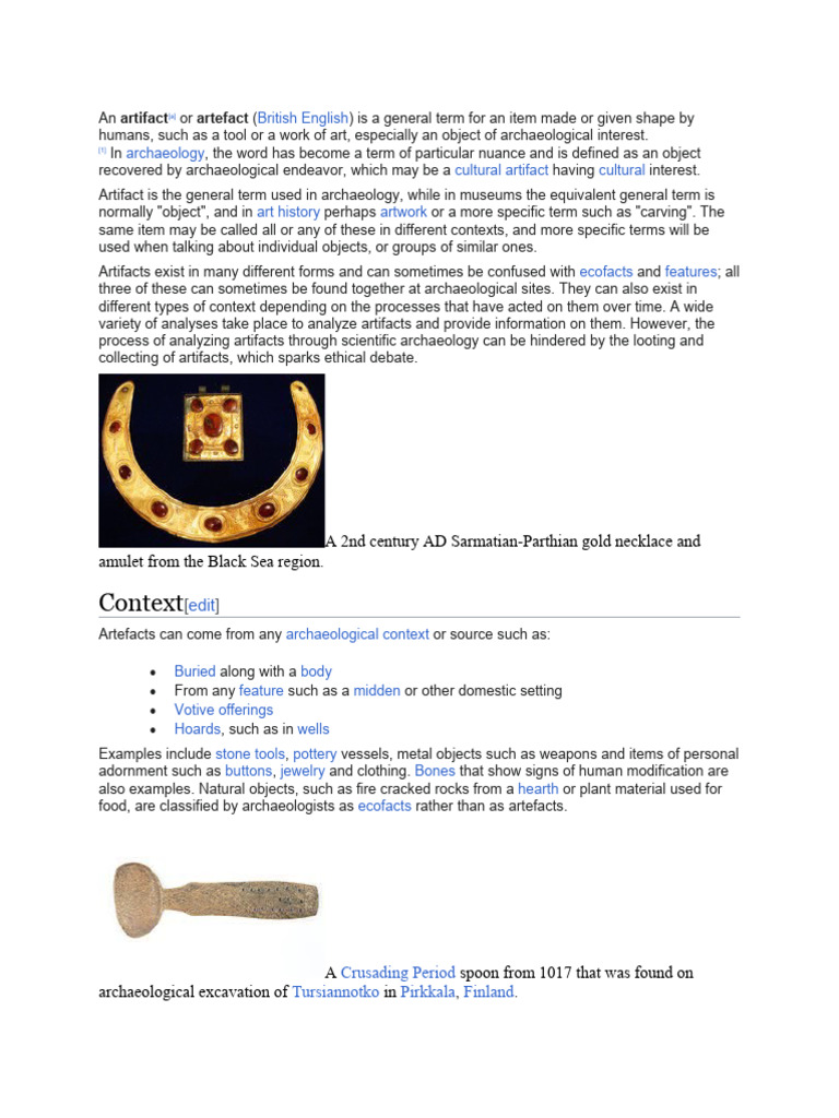 Context: British English Archaeology Cultural Artifact Cultural Art History Artwork | PDF ...