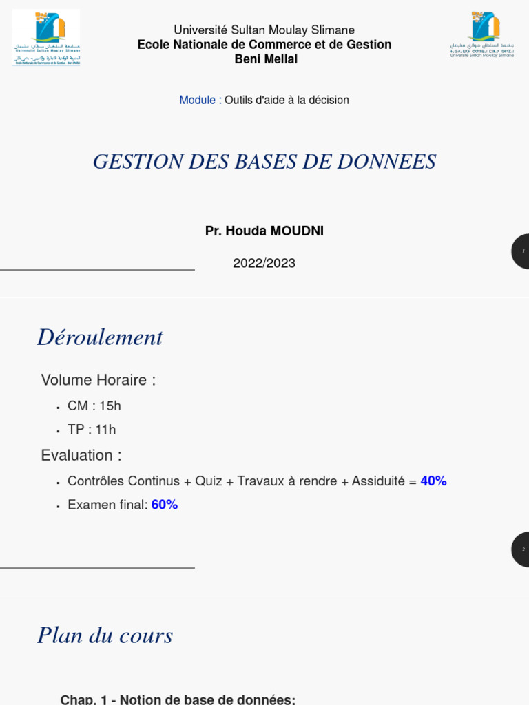 Cours 1 | PDF | Bases de données | Base de données relationnelle