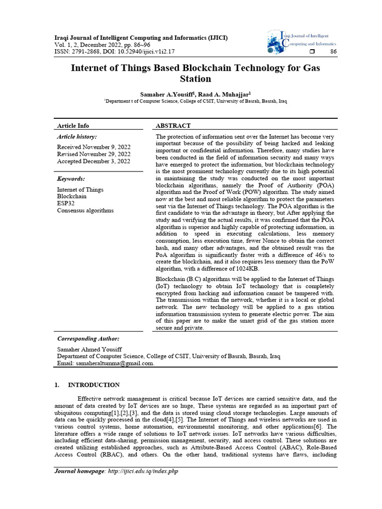 Internet of Things Based Blockchain Technology For | PDF | Internet Of Things | Computer Network