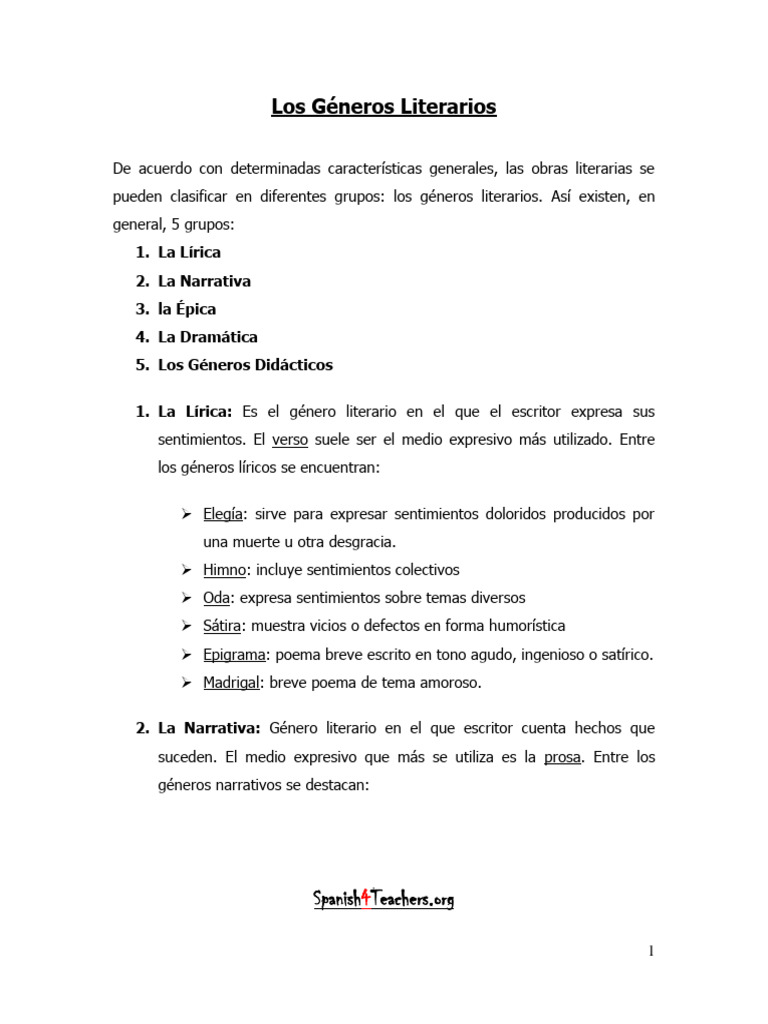 Los Generos Literarios | PDF | Poesía épica | Poesía