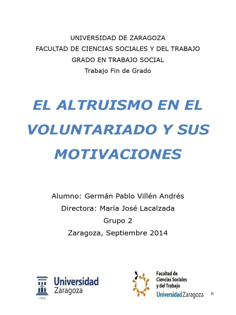Altruismo y Motivaciones en Voluntariado | PDF | Altruismo | Motivación