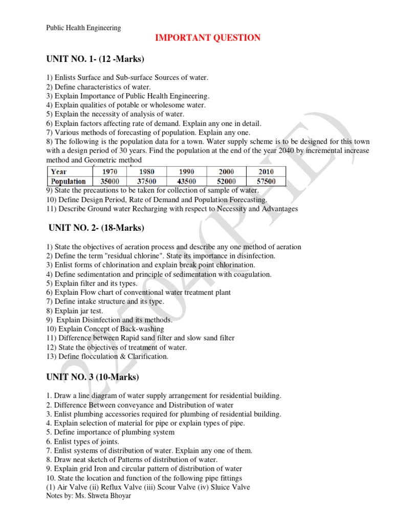 Key Topics in Public Health Engineering | PDF | Sewage Treatment ...