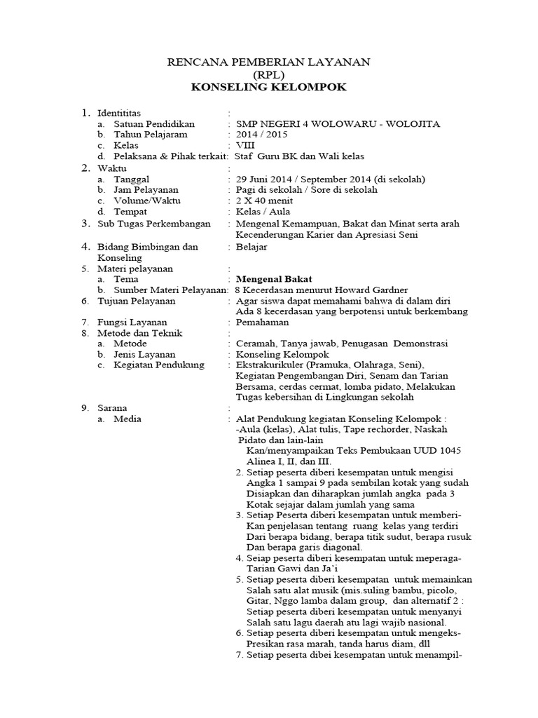 RPL Bimbingan Kelompok Kurikulum 2013 | PDF | Karier & Perkembangan