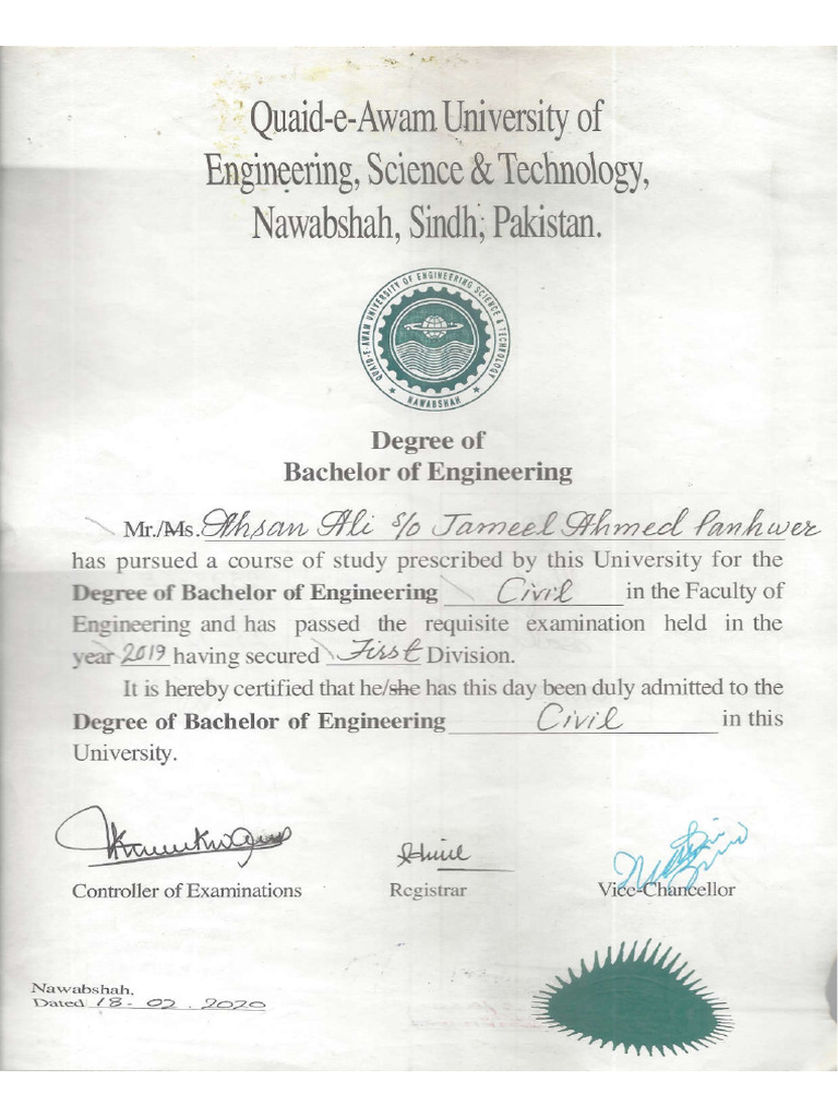 Degree Front Back | PDF