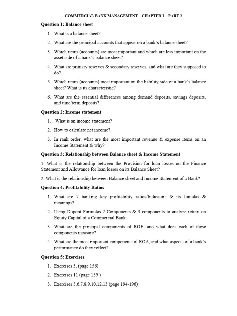 Commercial Bank Management - Chapter 1 - Part 2 | PDF