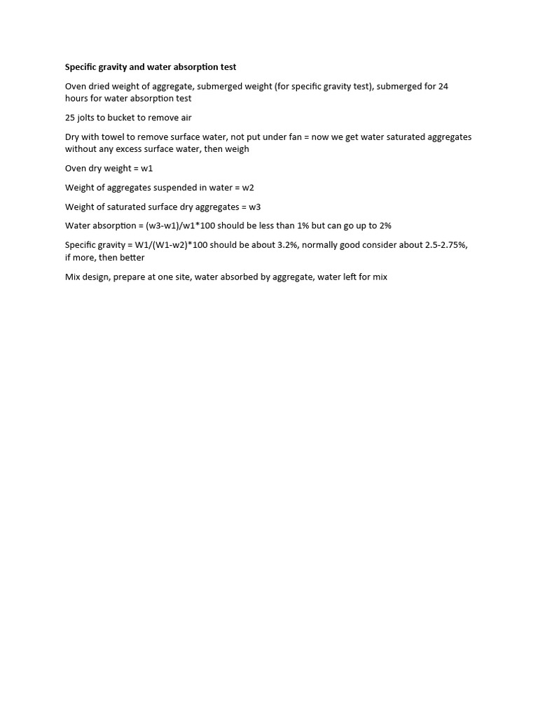 Specific Gravity and Water Absorption Test | PDF