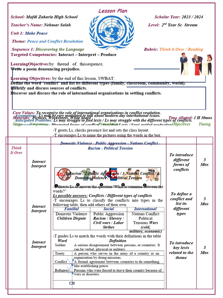 Conflict Resolution Lesson Plan | PDF | United Nations | International ...