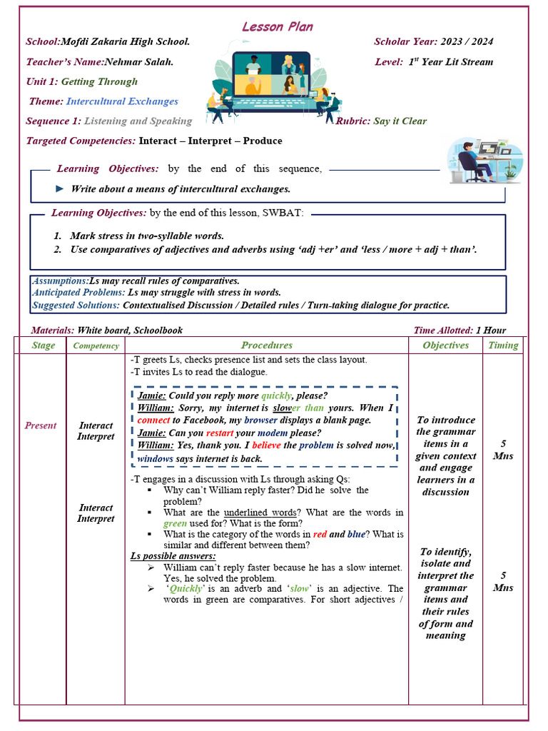 Say It Clear Lesson Plan PDF | PDF | Adverb | Word