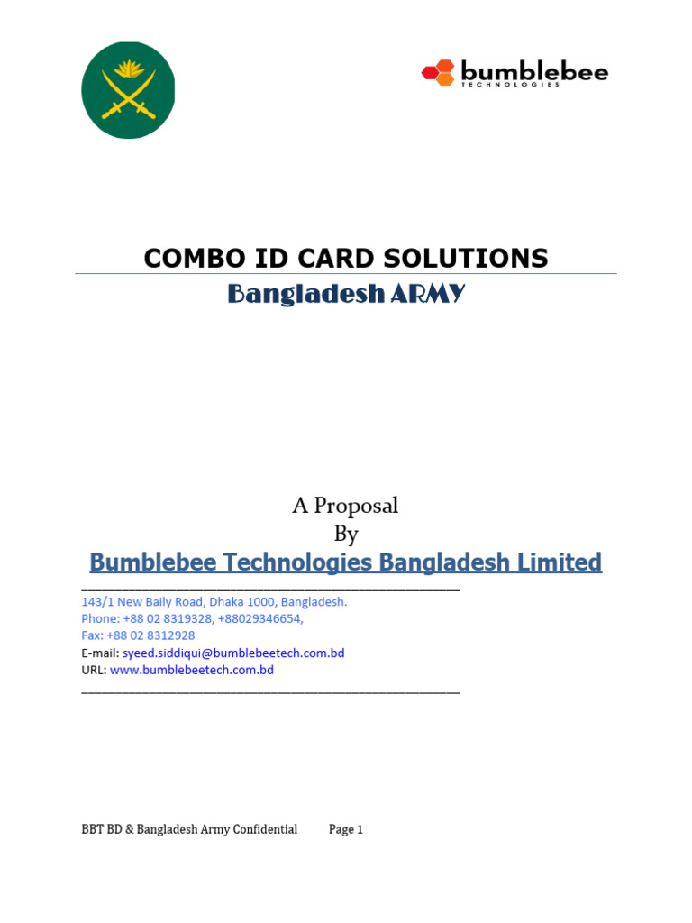 Army Smart Combo ID Card Proposal | PDF | Printer (Computing) | Smart Card