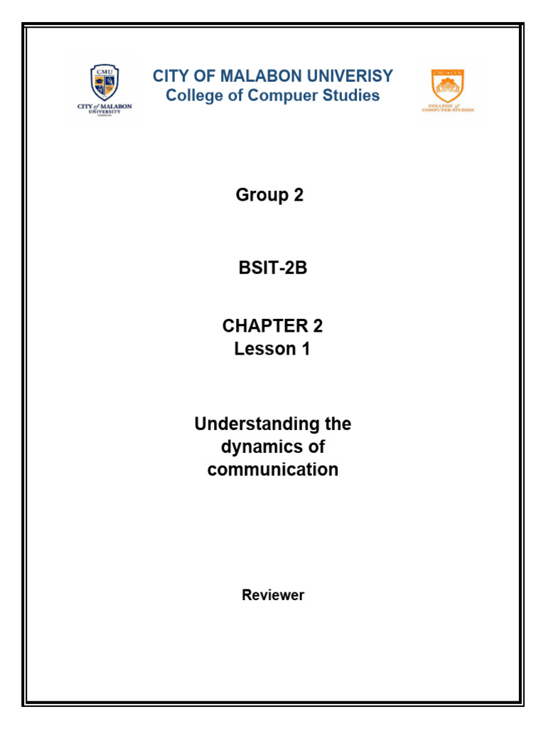 Er2 - Lesson1 - Understanding The Dynamics of Communication 1 | PDF | Communication | Nonverbal ...