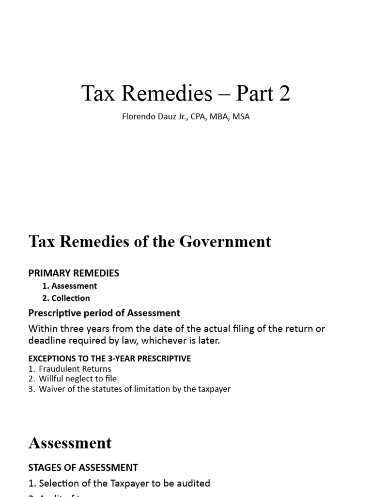 Tax Remedies | PDF | Taxes | Audit