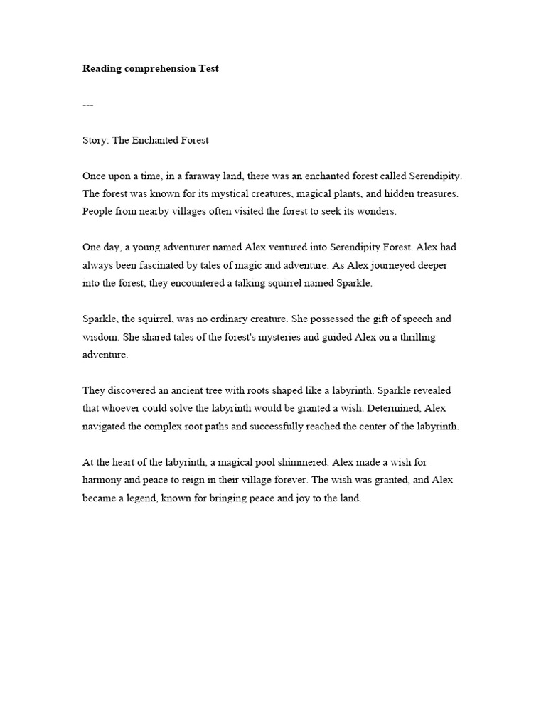 Reading Comprehension Test | PDF