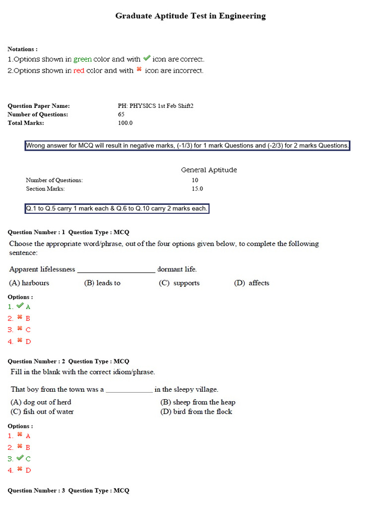 Gate 2015 PH Key | Download Free PDF | Multiple Choice | Student ...