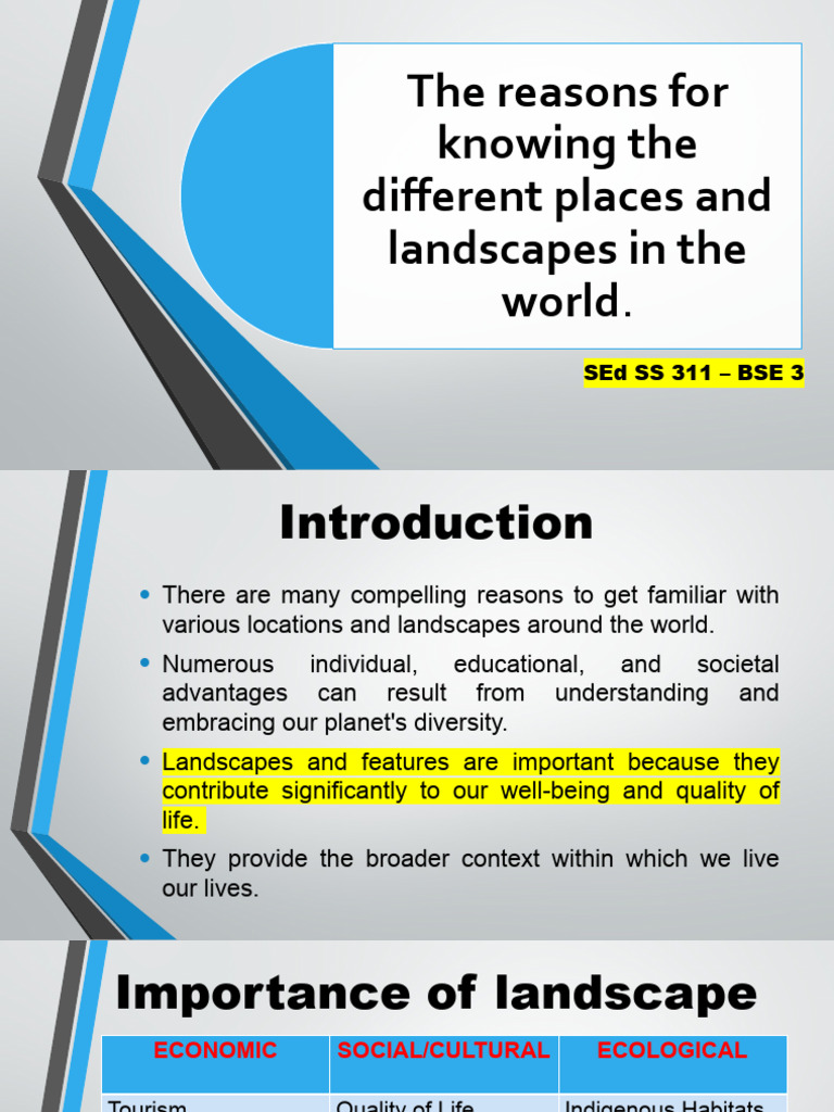 3 CH1 The Reasons For Knowing The Different Places and Landscapes in ...