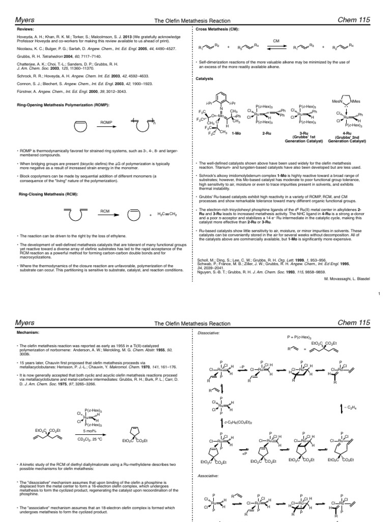 31-The Olefin Metathesis Reaction | PDF | Physical Sciences | Chemical Process Engineering