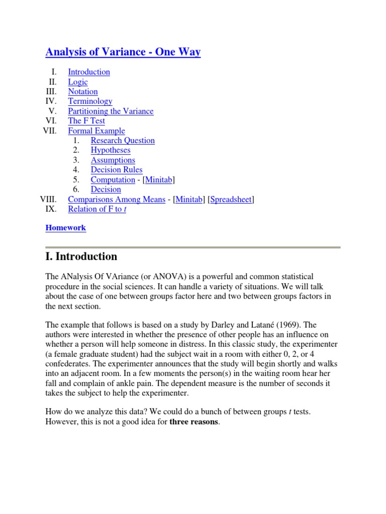 Analysis of Variance - One Way: Homework | PDF | Analysis Of Variance | Errors And Residuals