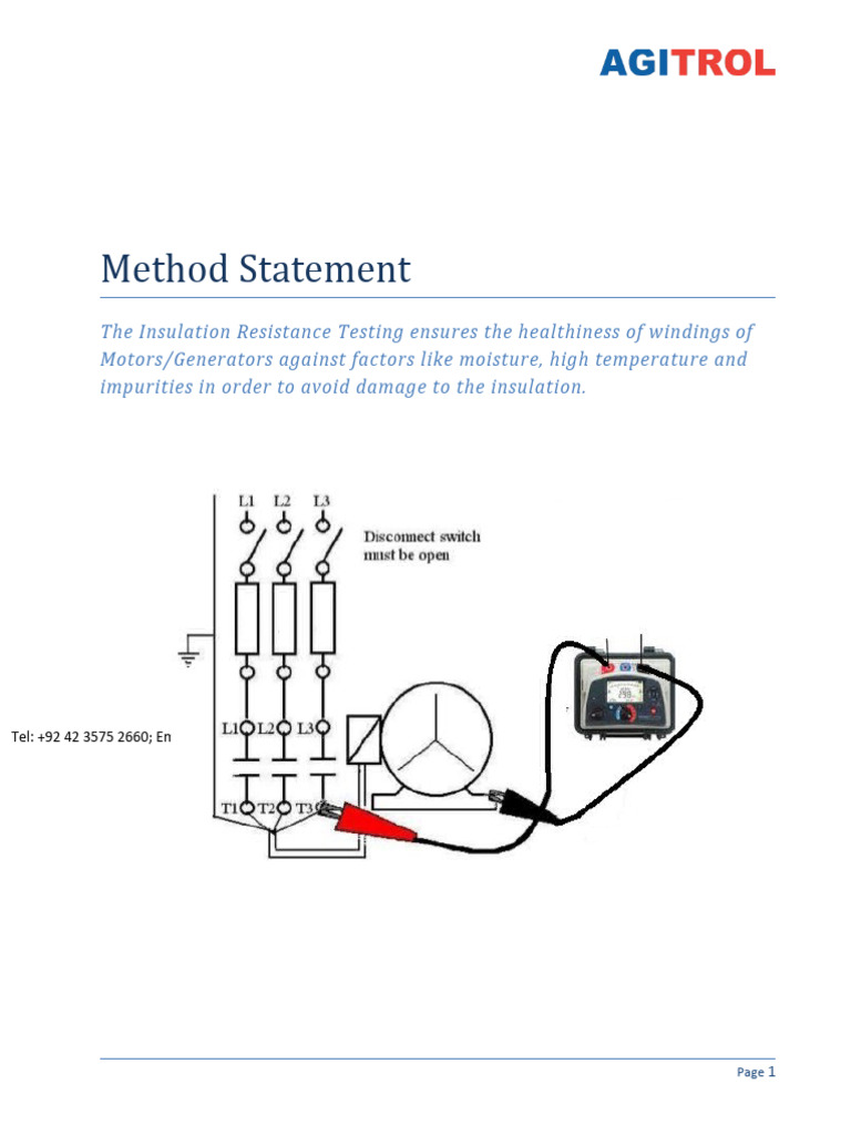 Method Statement Insulation Resistance of Motors Generators | Download ...