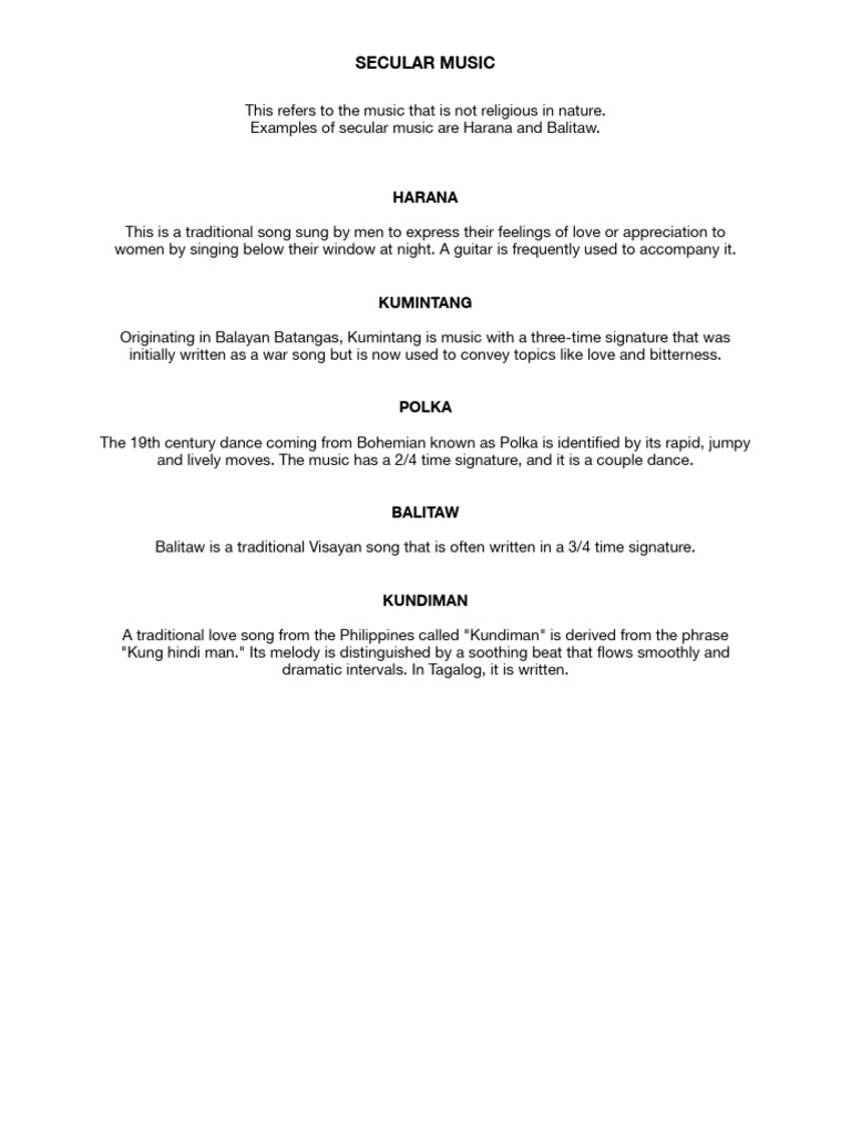 Secular Music | PDF | Art | Poetry