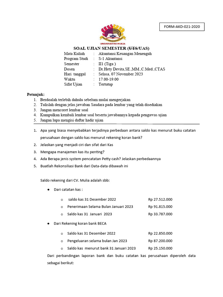Uts Akt Keu Menengah Akt3j Risa Khoirun Nisa 2221045 | PDF