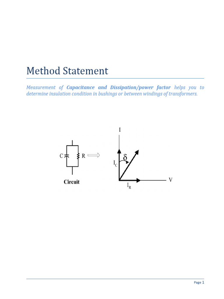 Method Statement Capacitance And Dissipation Factor Pdf Insulator