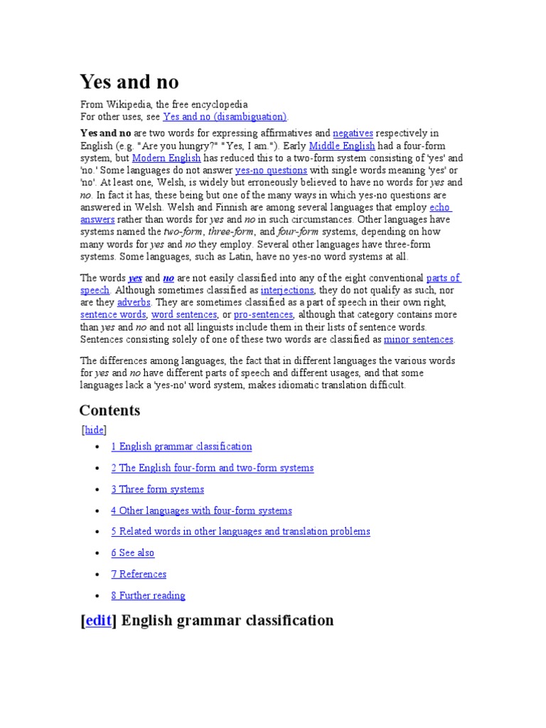 Yes and No Question | PDF | Rules | Lexical Semantics