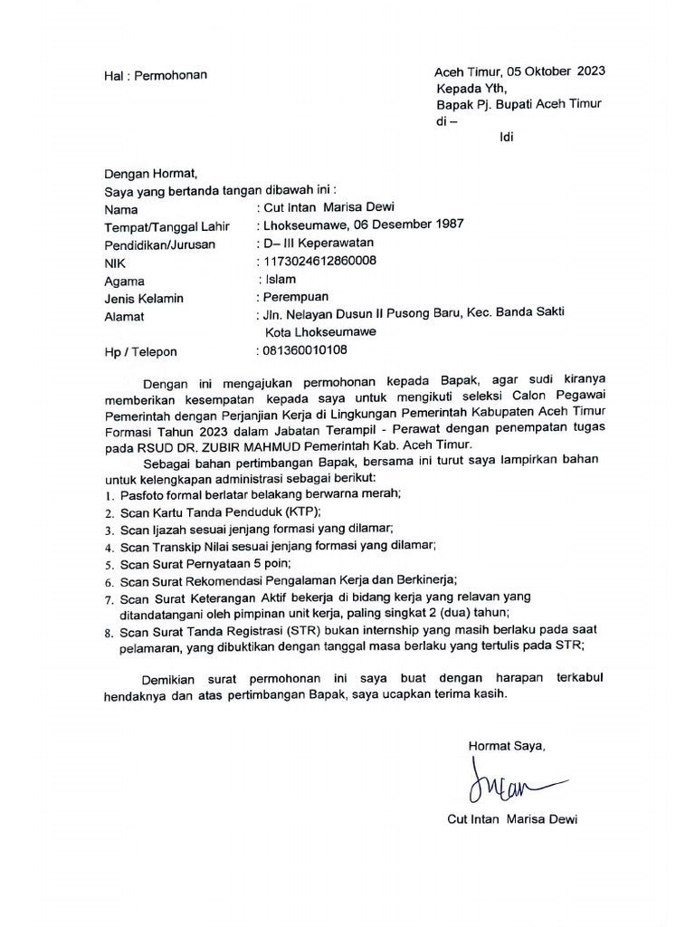 Cut Intan, Permohonan | PDF