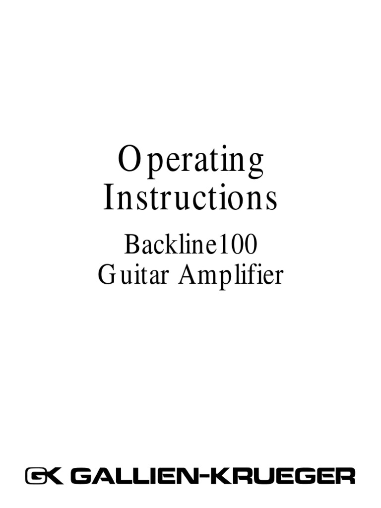 Backline 100 Operating Instructions | PDF | Amplifier | Loudspeaker