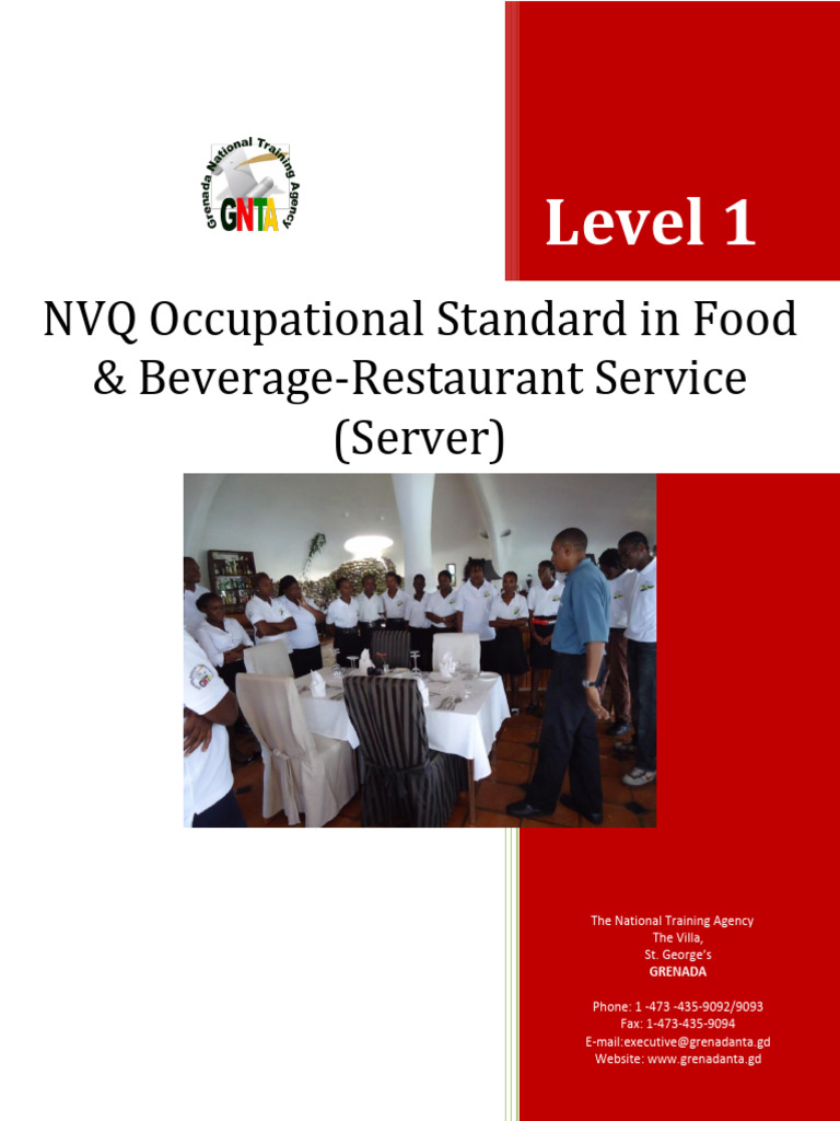 Food and Beverage Restaurant Service Server Level 1 NVQ | PDF ...