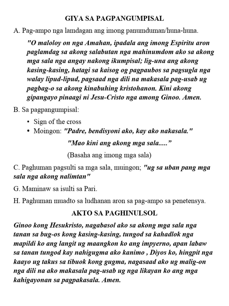 Giya Sa Pagpangumpisal | PDF