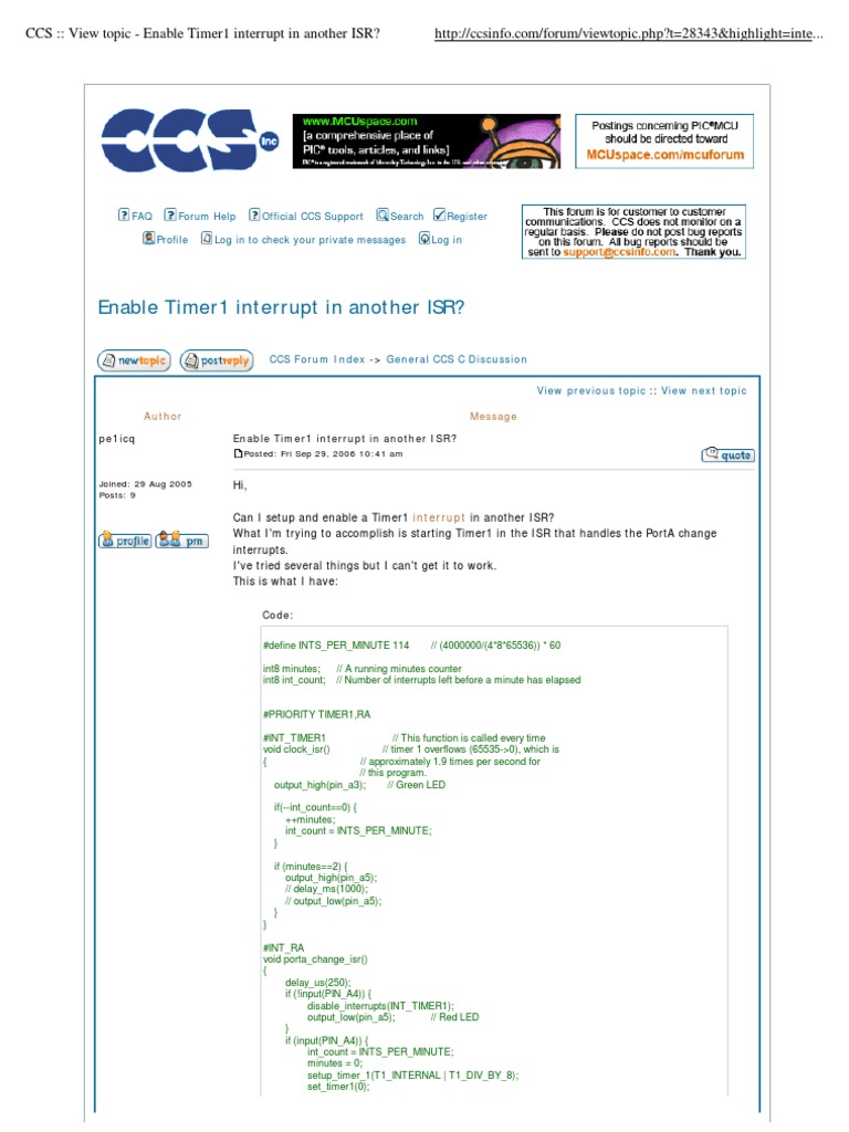 Ccs View Topic Enable Timer1 Interrupt In Another Isr Pdf