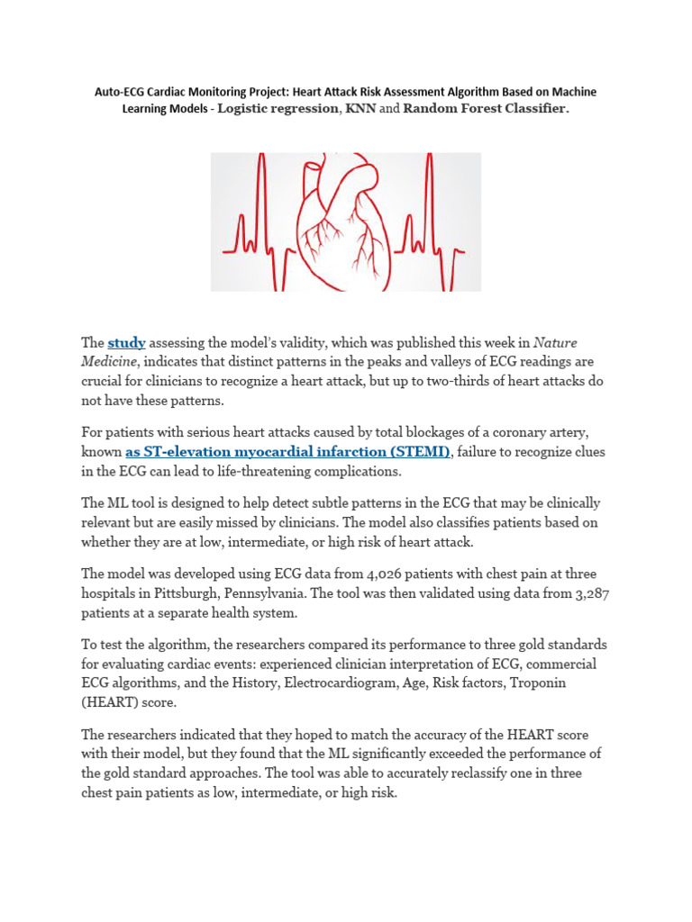 Heart Attack Risk Assessment Model | PDF | Myocardial Infarction | Electrocardiography