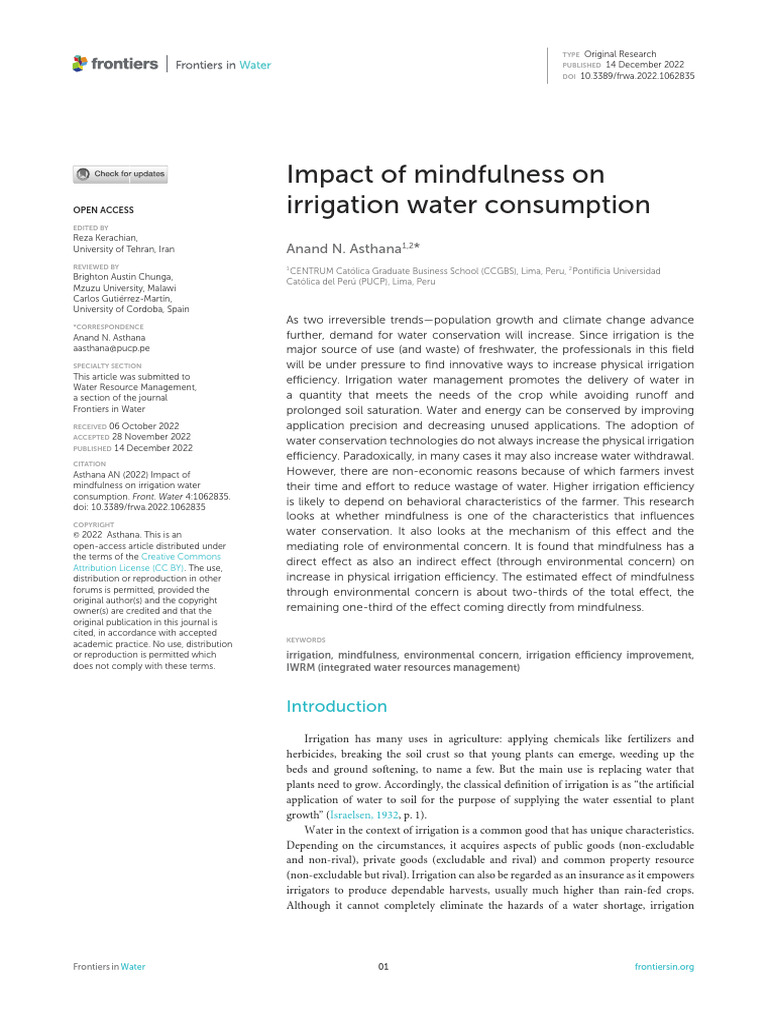 Impact of Mindfulness On Irrigation Water Consumpt | PDF | Water ...