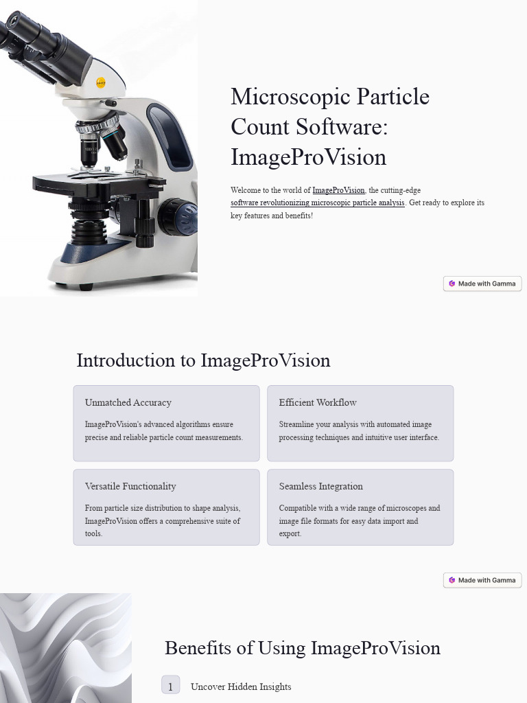 Microscopic Particle Count Software ImageProVision | PDF | Automation | Software