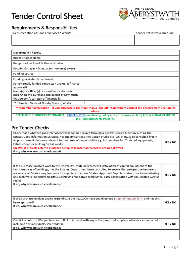 Tender Control | PDF | Procurement | Business