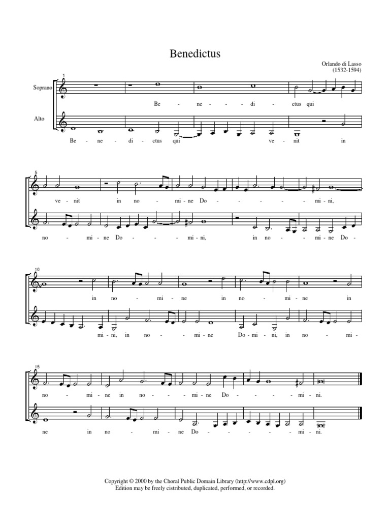 Benedictus - Orlando Lasso (1532 - 1594) | PDF